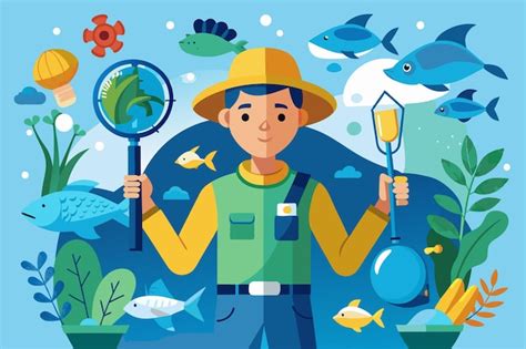 Flatstyle Vector Art Of Marine Conservationist With Conservation