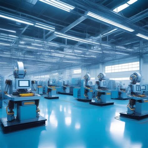 3d Rendering Robotic Arms With Conveyor Line In Factory Stock Illustration Illustration Of