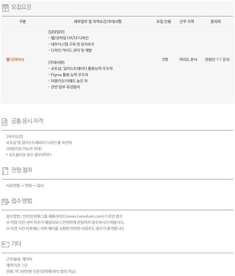 한화손해보험 웹디자이너계약직 채용 공모전 대외활동 링커리어
