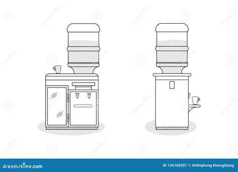 Outline Of Water Cooler Isolated On White Background Vector