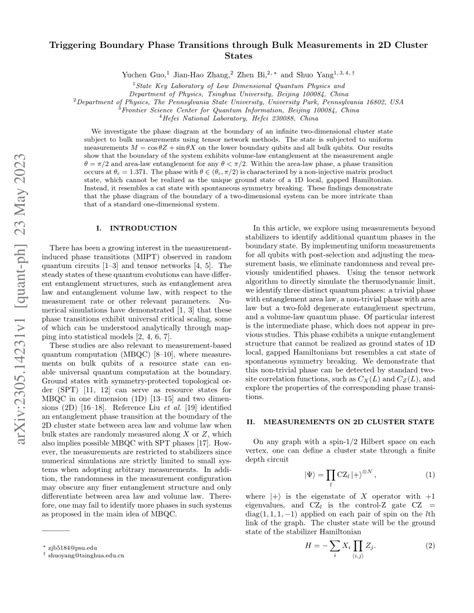 Pdf Triggering Boundary Phase Transitions Through Bulk Measurements In 2d Cluster States
