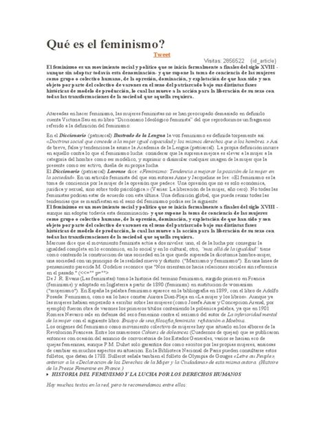 Qué Es El Feminismo Pdf Estudios De Género Feminismo