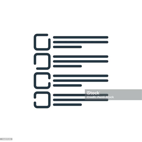 흰색 배경에서 격리된 체크리스트 벡터 아이콘입니다 웹 사이트 디자인 및 모바일 앱 개발을 위한 개요 씬 라인 체크리스트 아이콘