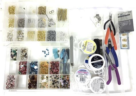 Lot 4 Boxes With Jewelry Making Supplies Beads