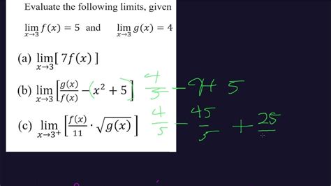 Ap Calculus Ab 1 5 Determining Limits Using Algebraic Properties Of Limits Youtube