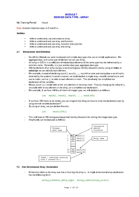 Module 7 Derived Data Type Array Module 7 Derived Data Type Array