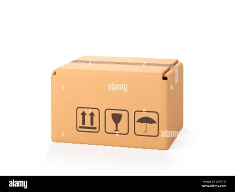 3d Cardboard Closed Box Isolated On White Background Delivery Cargo