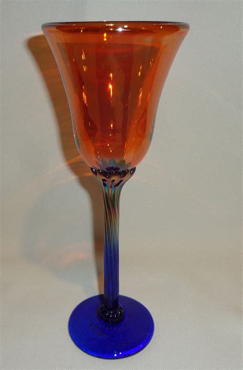 Vintage Glass Rick Strini Art Glass Hand Blown Wine Water Etsy