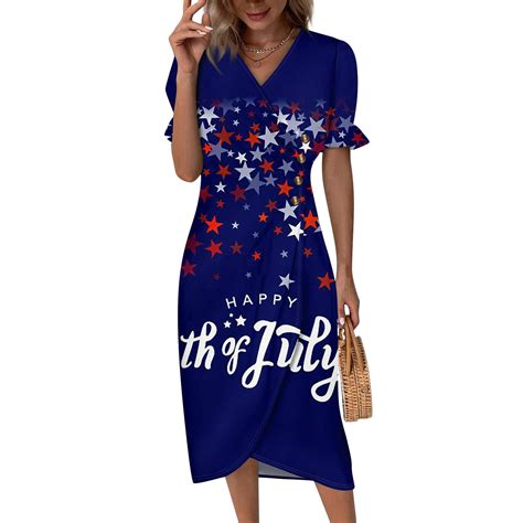 Mohiass 4th Of July Stars Striped Sundresses For Women Patriotic Short