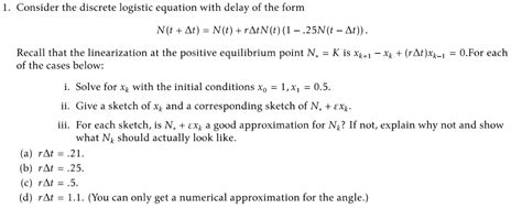 Consider The Discrete Logistic Equation With Delay Of