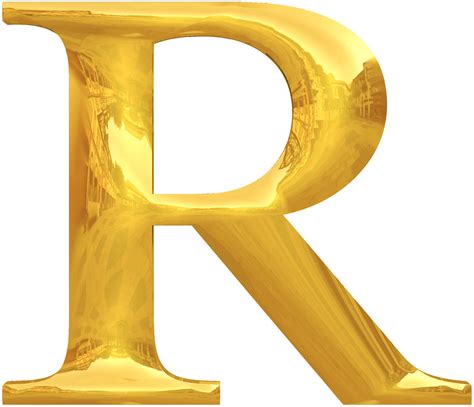 Tipografía dorada letra R PNG transparente StickPNG
