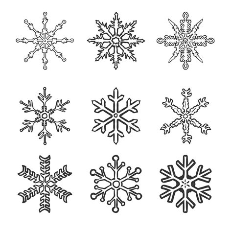 Premium Vector Vector Set Of Black Sketch Snowflakes