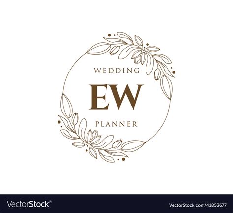 Ew Initials Letter Wedding Monogram Logos Vector Image