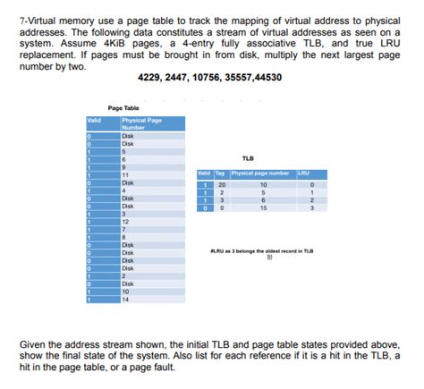 Solved 7 Virtual Memory Use A Page Table To Track The Chegg Com