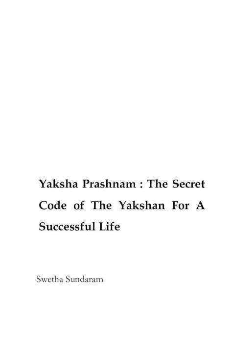 Pdf Yaksha Prashnam The Secret Code Of The Yakshan For A Successful