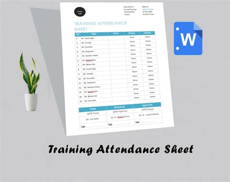 Training Attendance Sheet Template Download And Customize