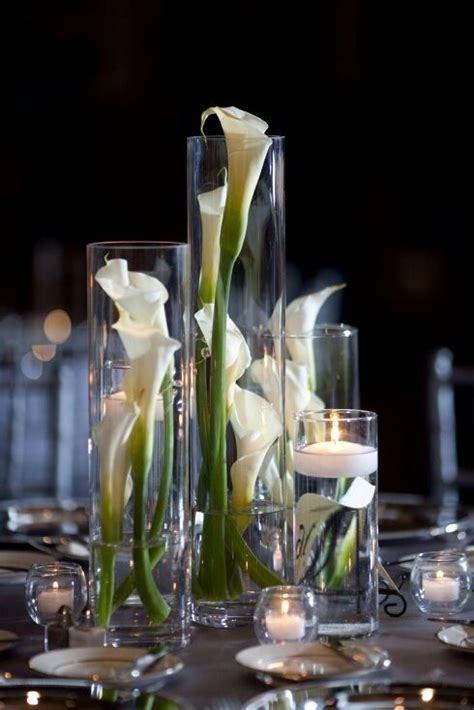 Table Settings With Elegant Lily Centerpieces Calla Lily Centerpieces