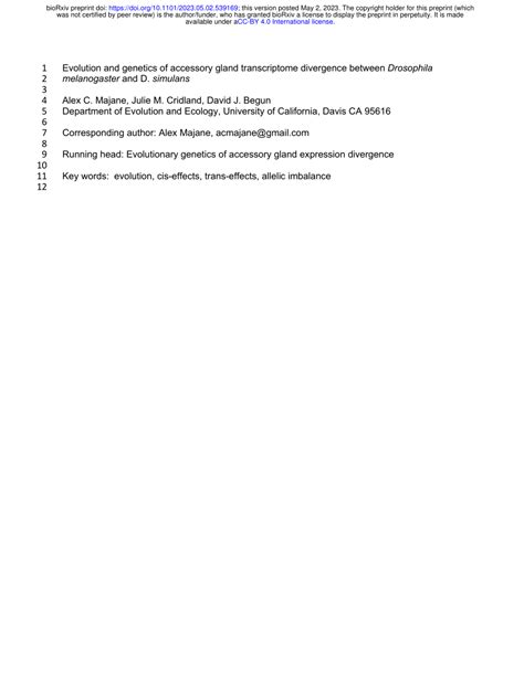 Pdf Evolution And Genetics Of Accessory Gland Transcriptome