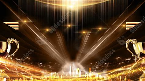 Gold Black Birthday Cool Ribbon Ceremony Luxurious Awards Powerpoint