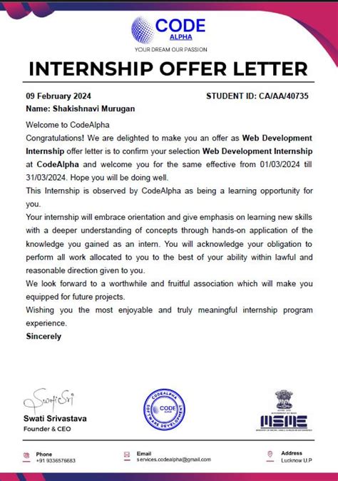 Shakishnavi Murugan On Linkedin Webdevelopment Internship Gratitude