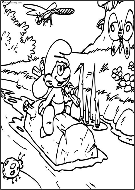 Adventurous Smurf Free Printable Coloring Page