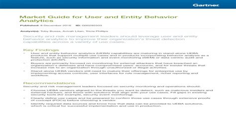 Download Pdf Gartner Market Guide For User And Entity Behavior Analytics