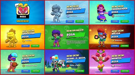 Unlocking All Rosa Skins With New Background 🤟 Brawl Stars Youtube