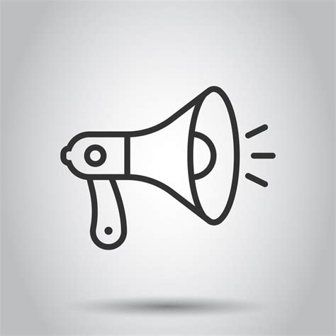 평평한 스타일의 메가폰 스피커 아이콘 색 고립 된 배경에 Bullhorn 표지 터 일러스트레이션 비명 발표 비즈니스 개념