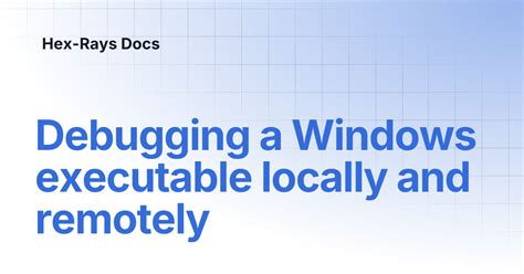 Debugging A Windows Executable Locally And Remotely Hex Rays Docs