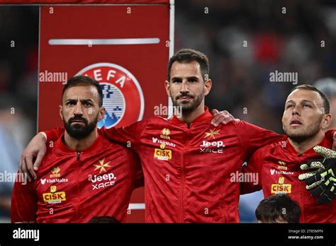 London England November 17 Steve Borg Henry Bonello And Ryan Camenzuli Of Malta During The