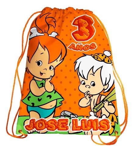 Morralito Cumple Recuerdo Bolo Picapiedras Personalizado 25u Envío Gratis