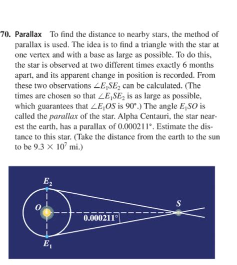 Solved Parallax To Find The Distance To Nearby Stars The