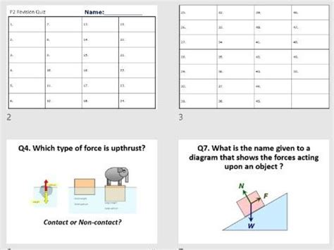 AQA GCSE Physics Forces Revision Picture Quiz Teaching Resources