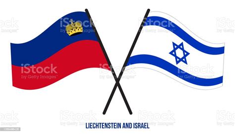 리히텐슈타인과 이스라엘 국기가 교차하고 플랫 스타일을 흔들었다 공식 비율 올바른 색상입니다 경제에 대한 스톡 벡터 아트 및 기타