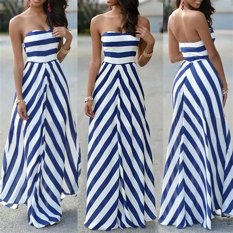2018 Women Summer Beach Dress Casual Party Maxi Dresses Strapless