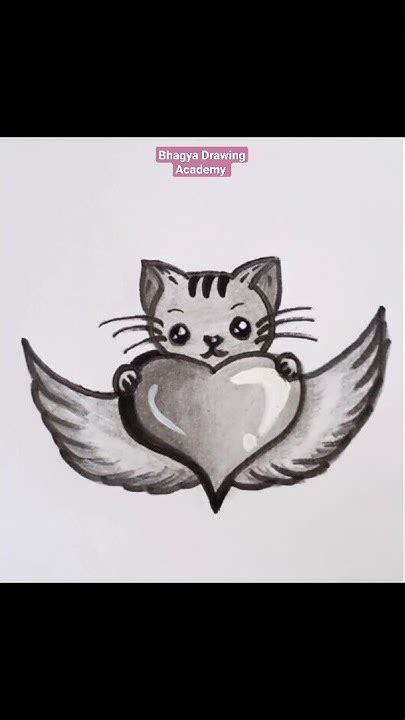 Cute Cat Drawing With Heart Lovedrawing Art Shorts Youtube