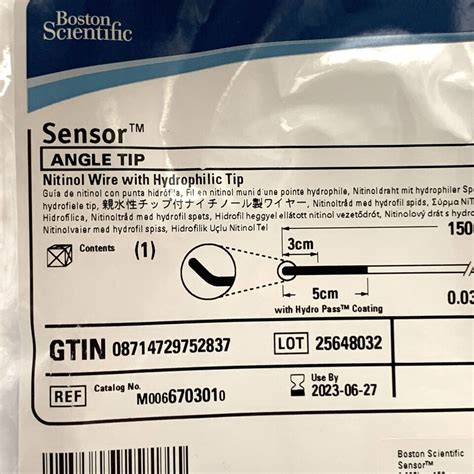New Boston Sceintific M0066703010 Sensor Angled Tip Guidewire Exp 2023