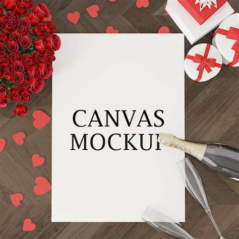 Premium Psd Empty Canvas Mockup For Love Art