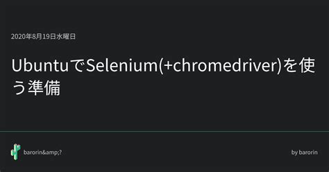 Ubuntuでseleniumchromedriverを使う準備 • Barorinand