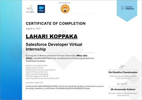 Lahari Koppaka On Linkedin Salesforcedeveloper Smartinternz Aicte