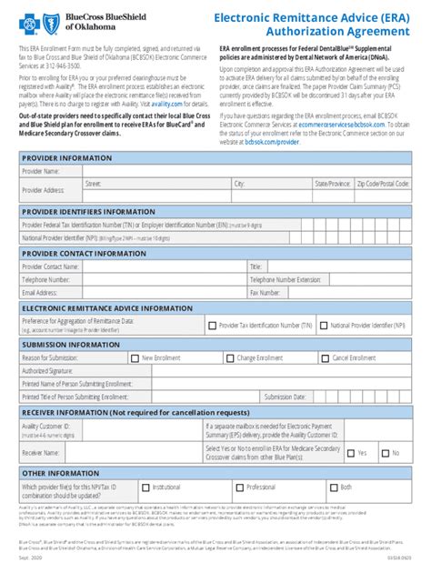 Fillable Online Electronic Remittance Advice ERA Authorization