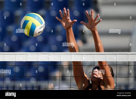 Argentinas Ana Gallay Tries To Blocks A Spikes By Cubas Lianma Flores