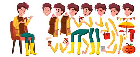 하이 틴 여자 벡터입니다 애니메이션 만들기 세트입니다 감정 제스처를 얼굴 활성 식입니다 애니메이션 배너 전단지 브로셔 디자인에 대 한 격리 된 만화 일러스트 레이 션