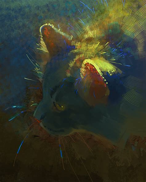 An Artistic Painting Of A Cat S Head