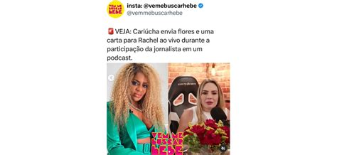 Foto Rachel Sheherazade aceita pedido de desculpas de Cariúcha após