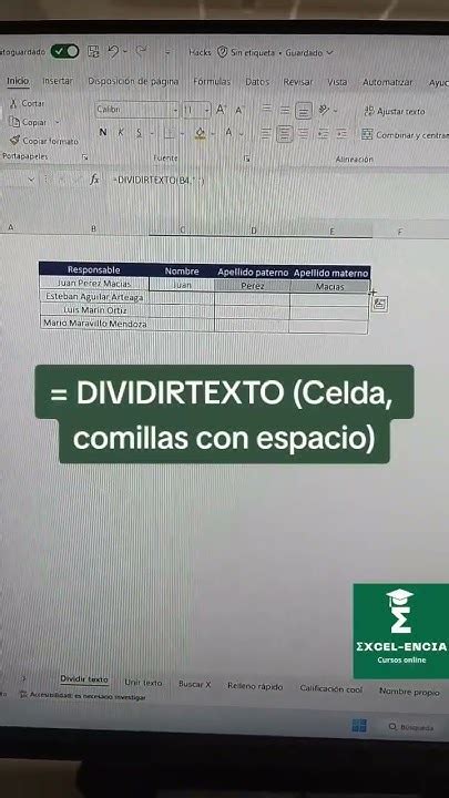 Hacks Excel Dividir Texto Excel Excelavanzado Excelcourse