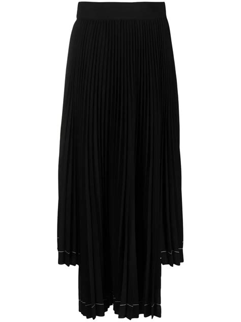 Msgm Asymmetric Hem Pleated Maxi Skirt Black Farfetch