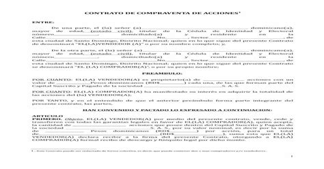 Contrato De Compraventa De Acciones Pdf Document