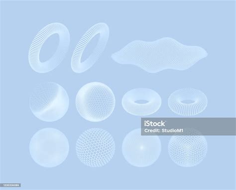 설계를 위한 기하학적 형상 포인트로 구성된 토러스 점으로 구성된 구입니다 분자 그리드 3d 기술 스타일 벡터 그림입니다 반지에 대한 스톡 벡터 아트 및 기타 이미지 Istock