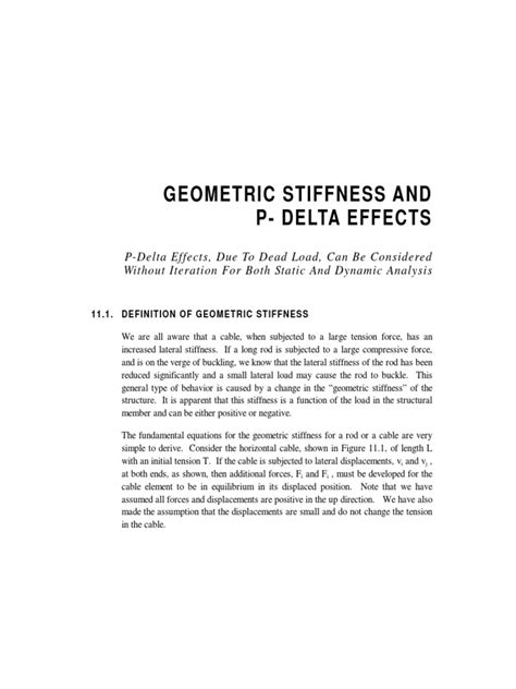 Geometric Stiffness And P Delta Effects Pdf Buckling Stiffness